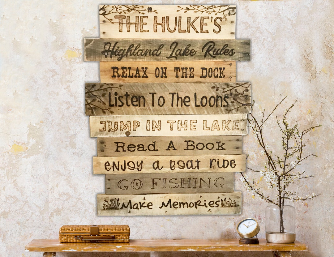 Personalized Lake Home Wall Decor, Big Wall Hanging, Lake House Art ...