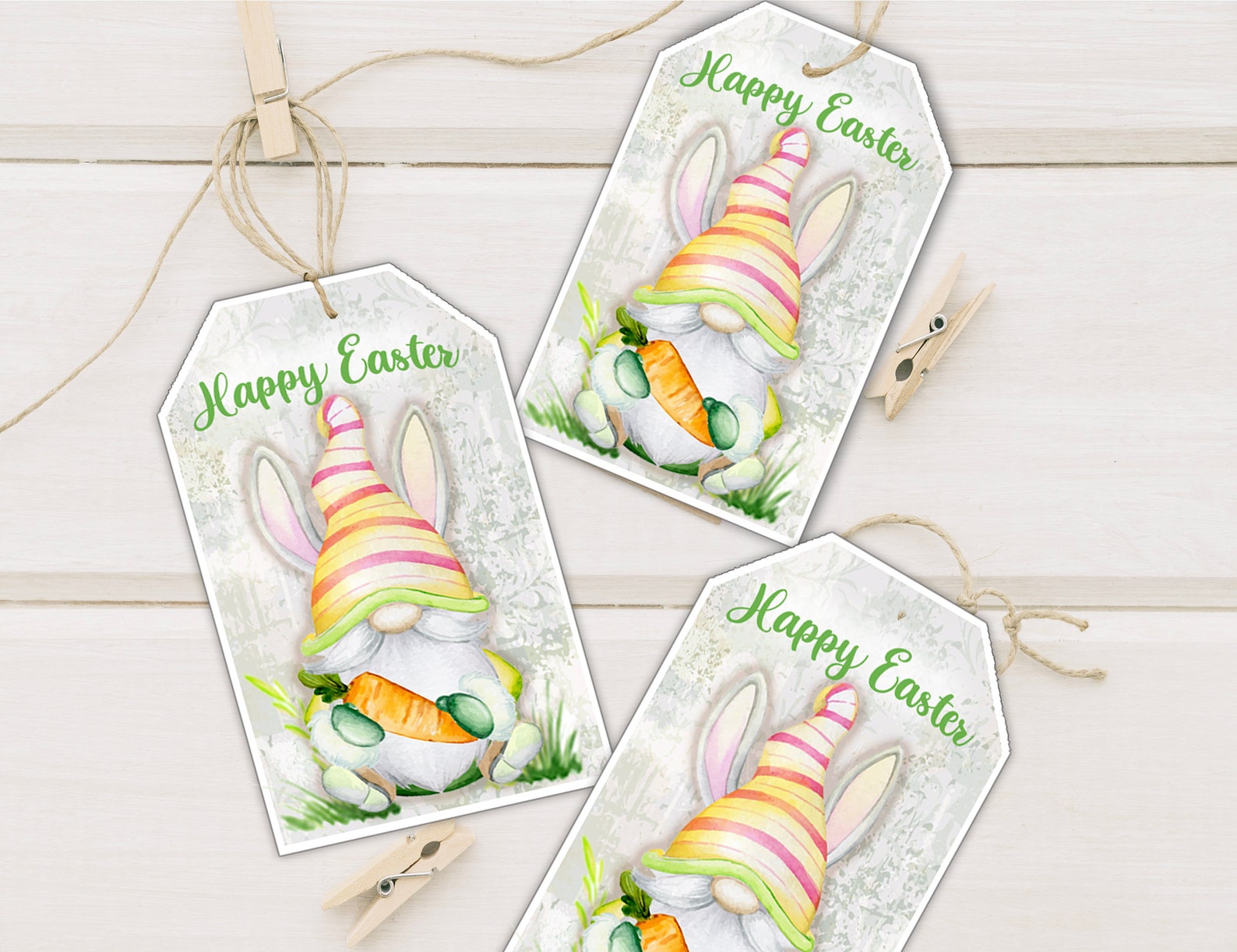 Easter Tag Printable Gnomes Tags Bunny Tag Printable Easter - Etsy