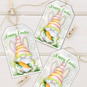 Easter Tag Printable Gnomes Tags Bunny Tag Printable Easter - Etsy