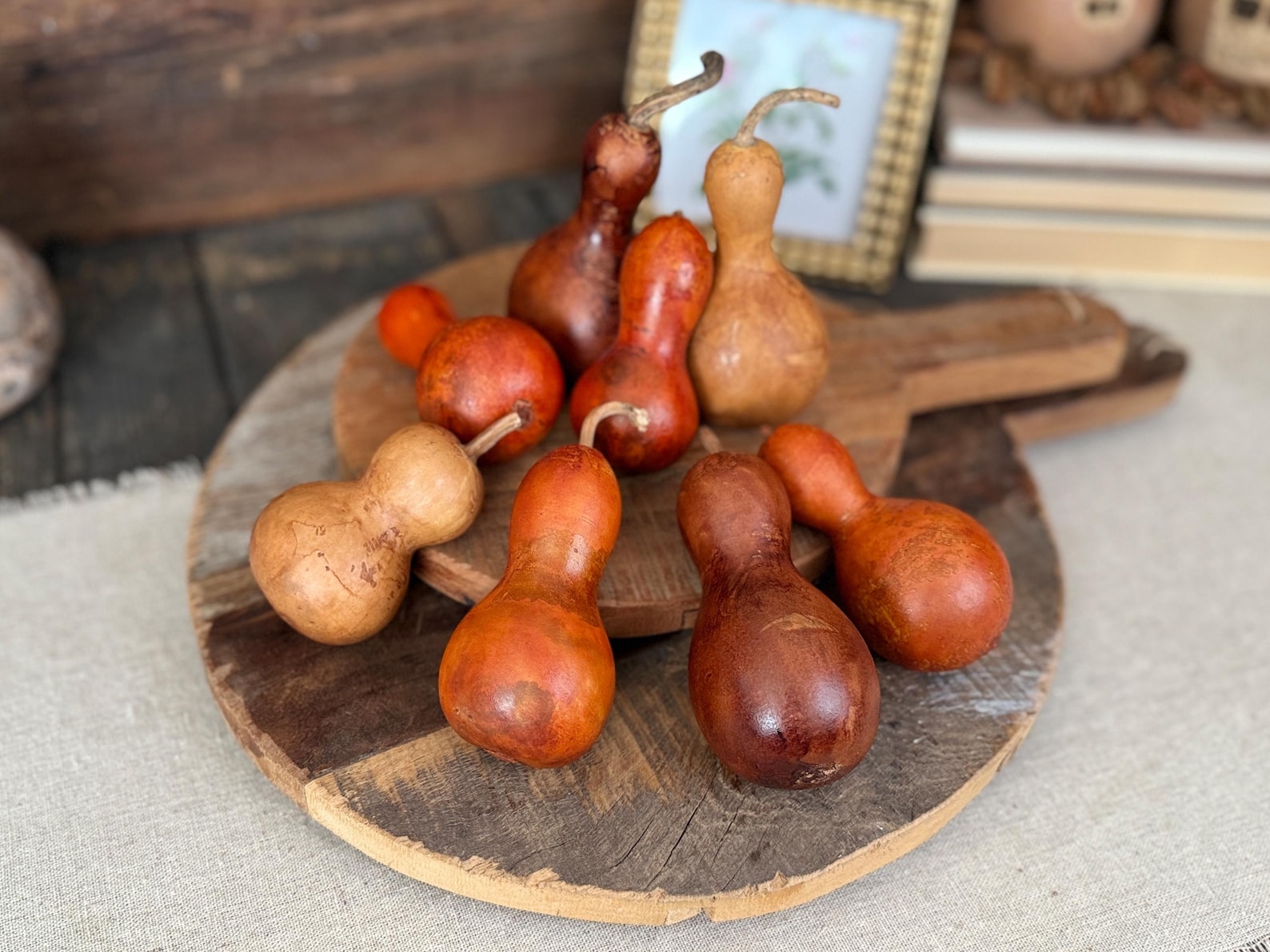 Real Dried Gourds, Fall Table Decor, Natural Wooden Dough Bowl Filler ...