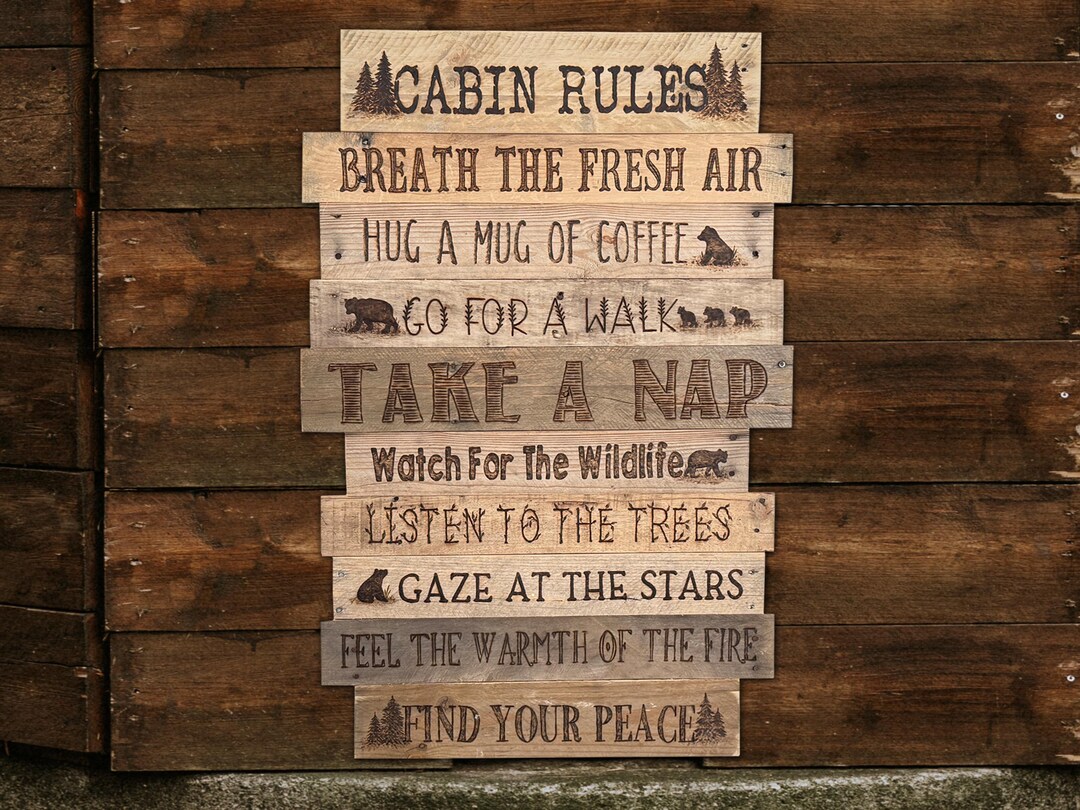 Rustic Cabin Decor, Personalized Rules Sign, Extra Large Lake House ...