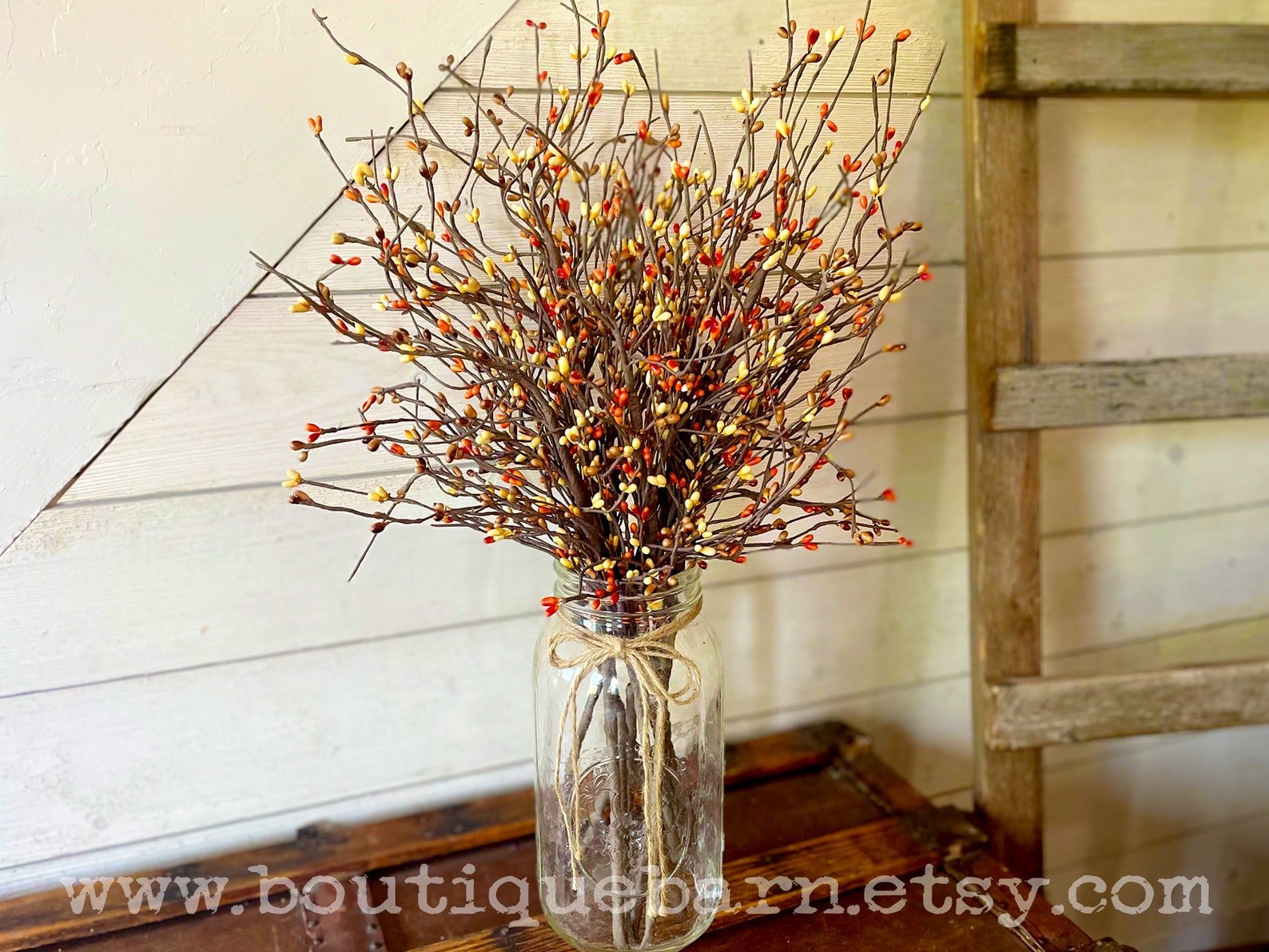 Fall Berry Stems for Vase, Pip Berry Branch Decor, Rustic Buffet ...