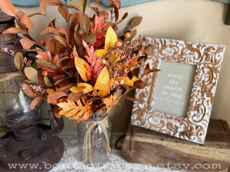 Fake Flowers Fall Foliage Stems Faux Flowers Rustic Table - Etsy