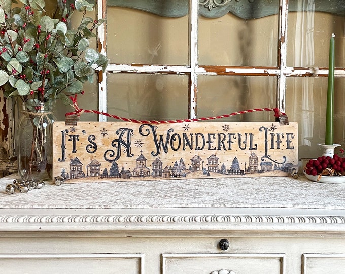 Handmade Rustic Christmas Sign, It's A Wonderful Life, Reclaimed Wood ...