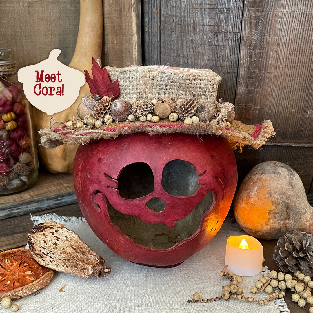 Fall Gourd, Decorative Apple, Pumpkin With Light, Halloween Display ...