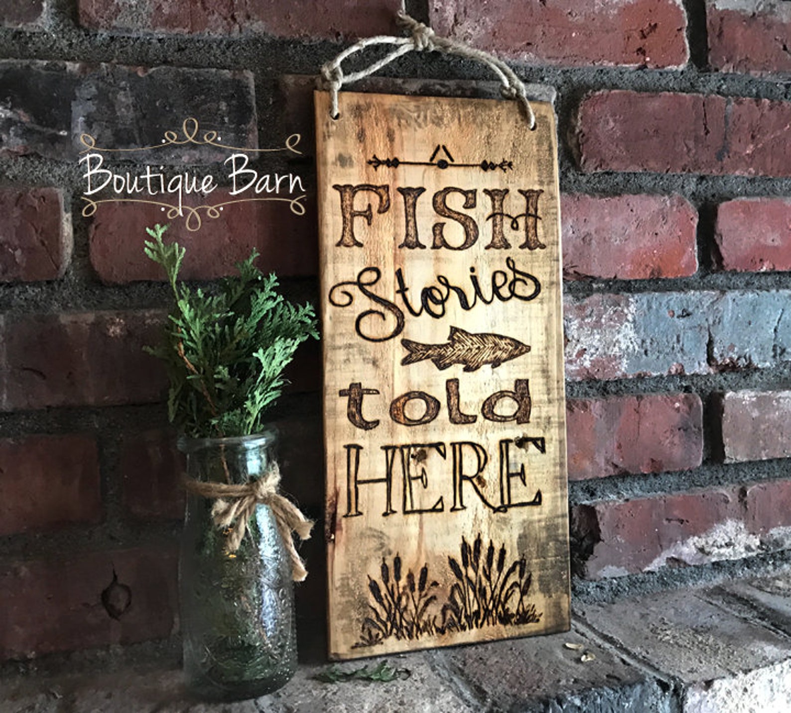 Handmade Wood Fishing Sign With the Words Fish Stories Told - Etsy