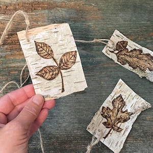 Gift Wrapping Topper, Present Decoration, Fall Leaf Accent Tags, Birch ...
