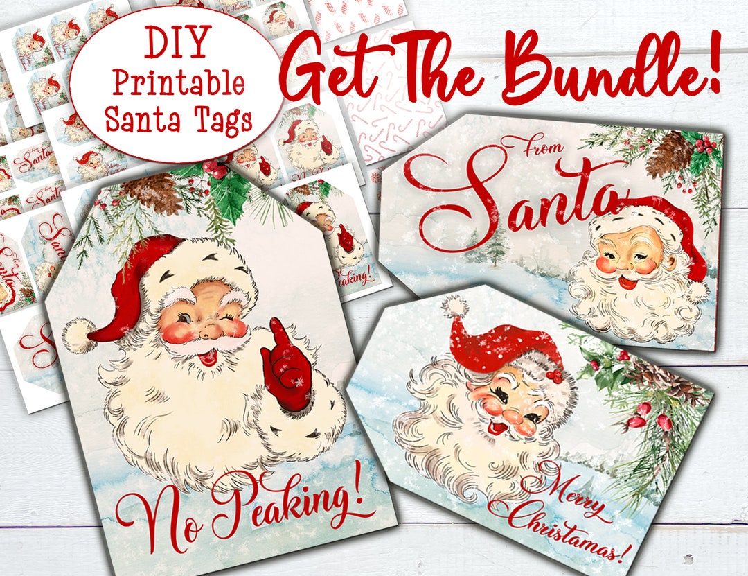 Christmas Gift Tags, Santa Claus Hang Tag, Big Gift Tag, Printable Hang ...