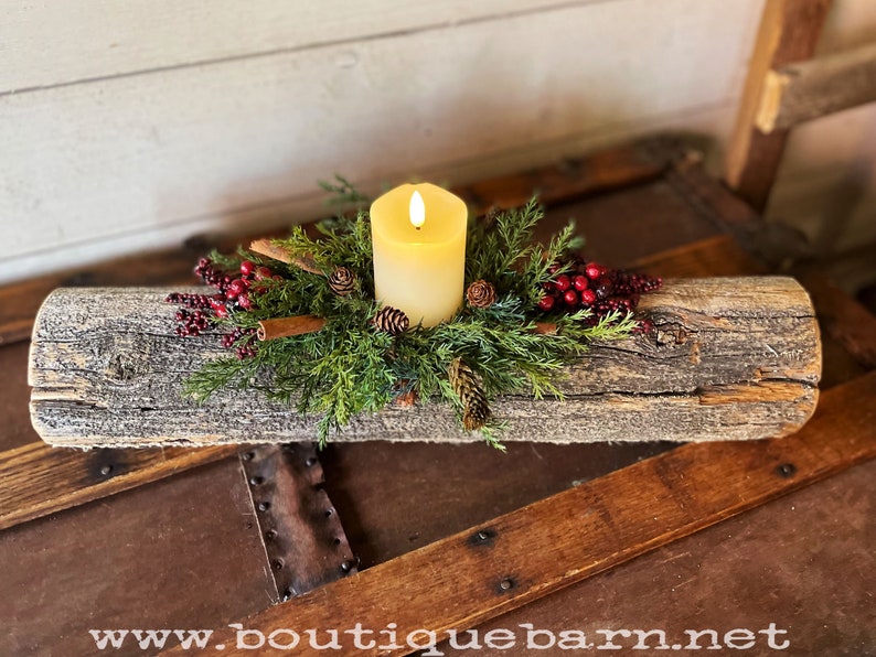 Handmade Yule Log Christmas Candle Centerpiece Candle Riser - Etsy