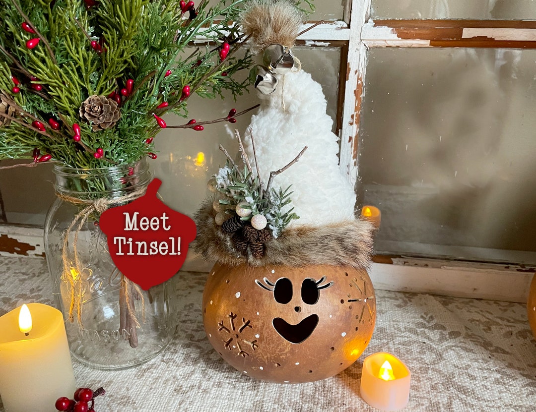 Handmade Christmas Elf Decoration With Light, Unique Christmas Gourd ...