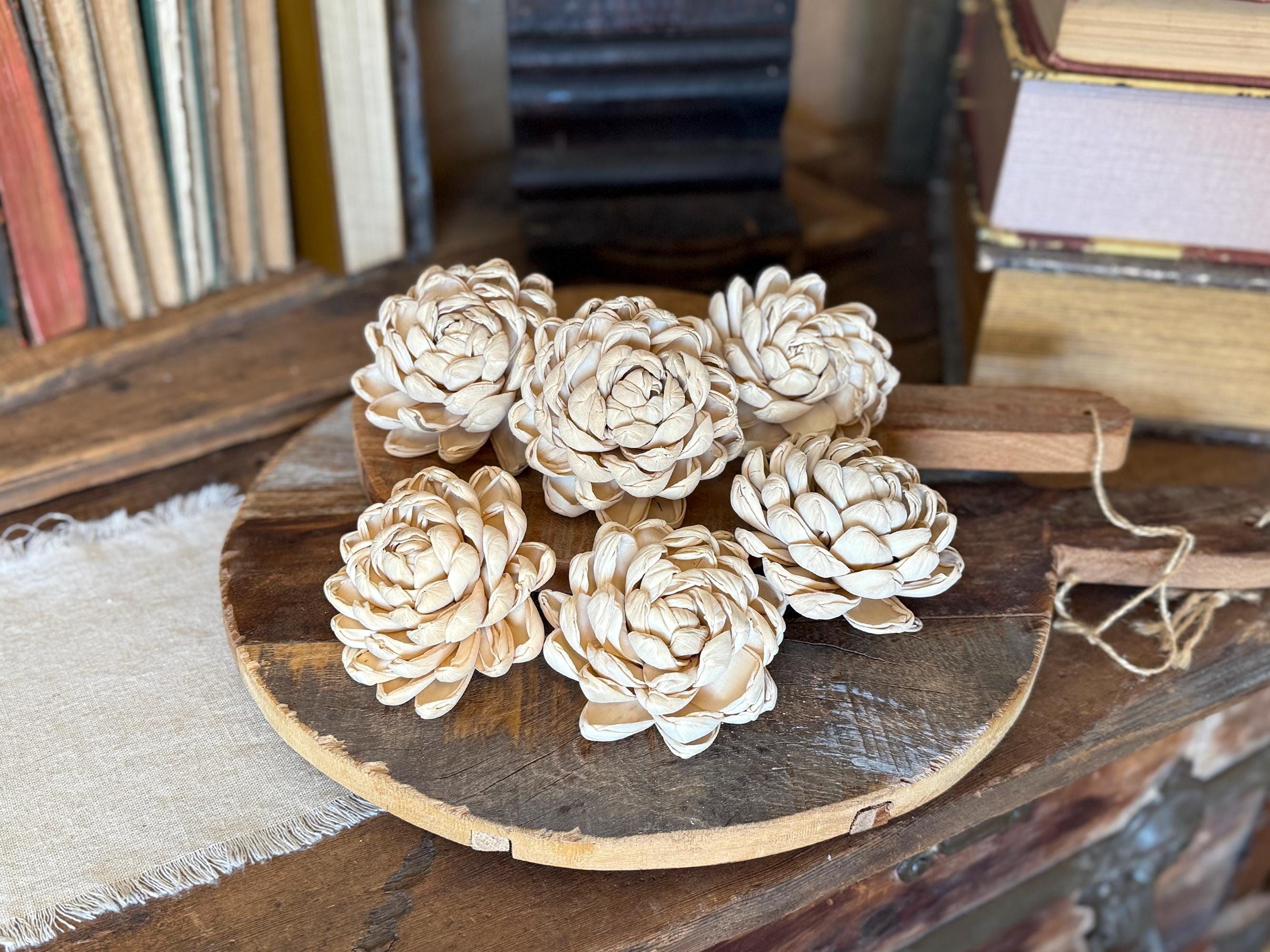 Natural Wood Flower Blossom Bowl Decoration for Table Centerpiece ...
