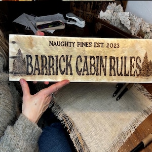 Rustic Cabin Decor, Personalized Rules Sign, Extra Large Lake House ...