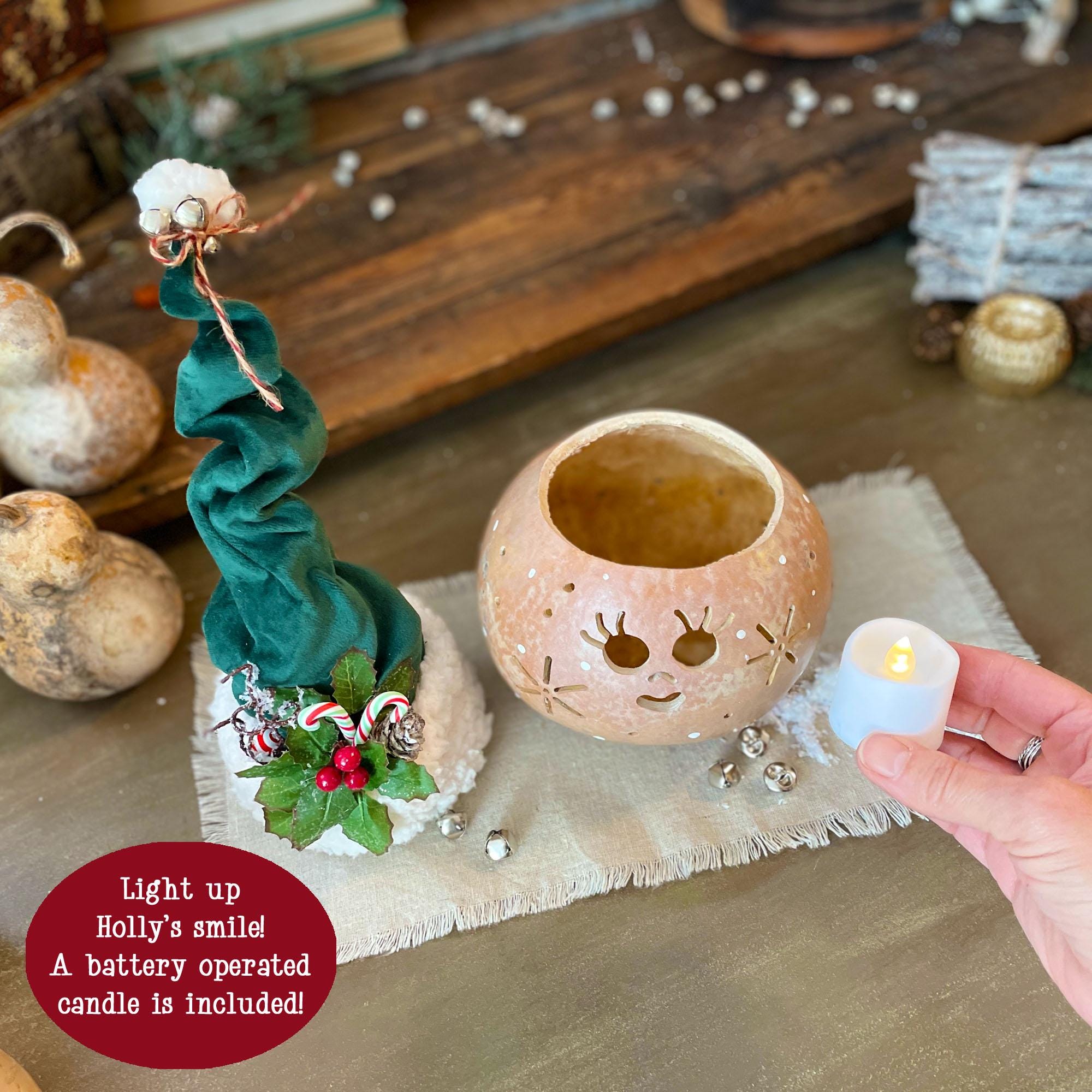 Christmas Elf Decoration With Candle, Unique Christmas Elf Gourd, Table ...