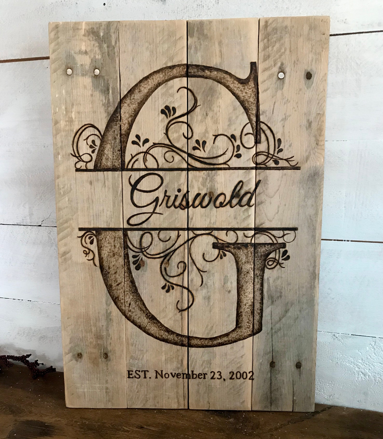 Last Name Sign for Wall Farmhouse Monogram Family Name Sign - Etsy