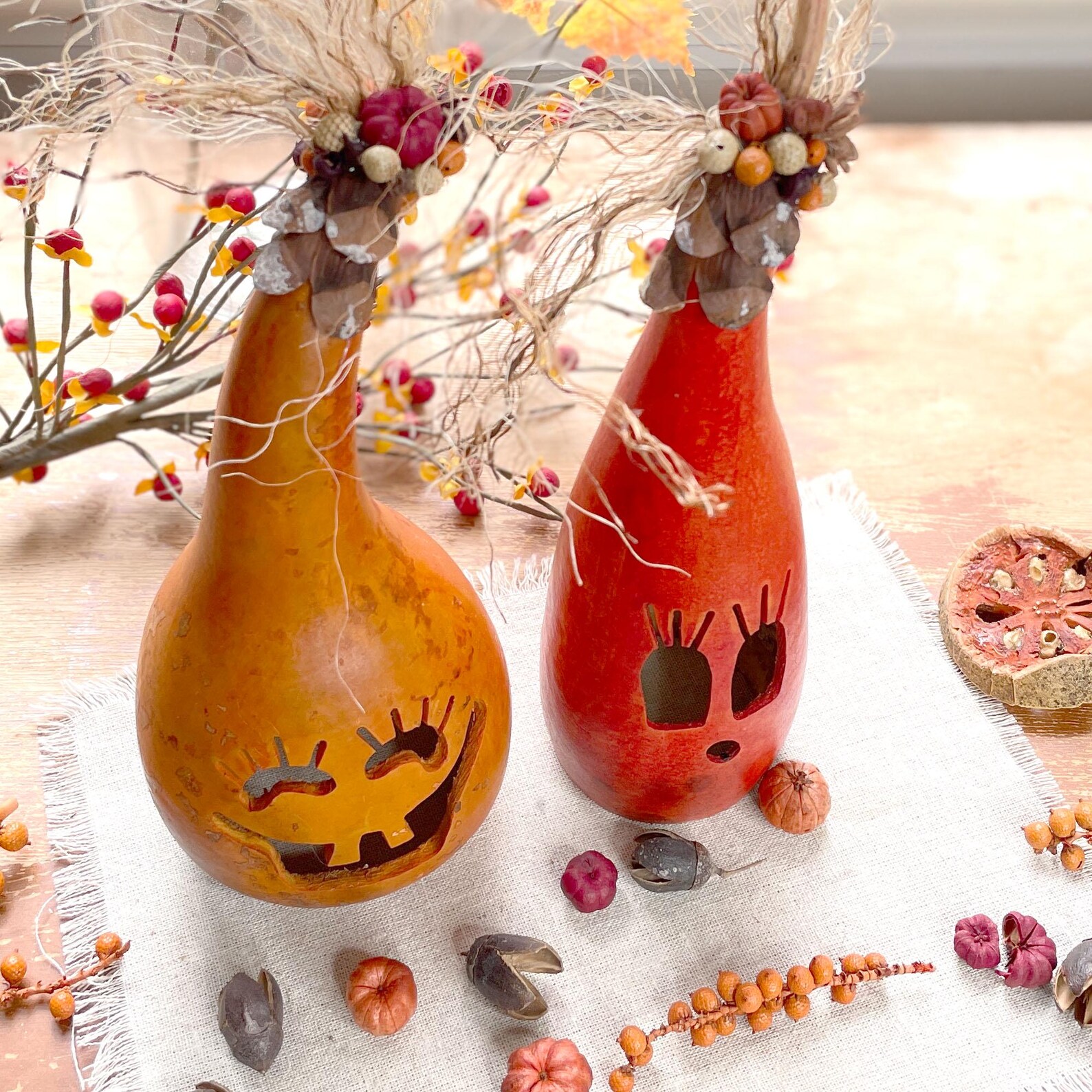Fall Gourd, Pumpkin Gourd, Halloween Decoration, Primitive Pumpkin ...