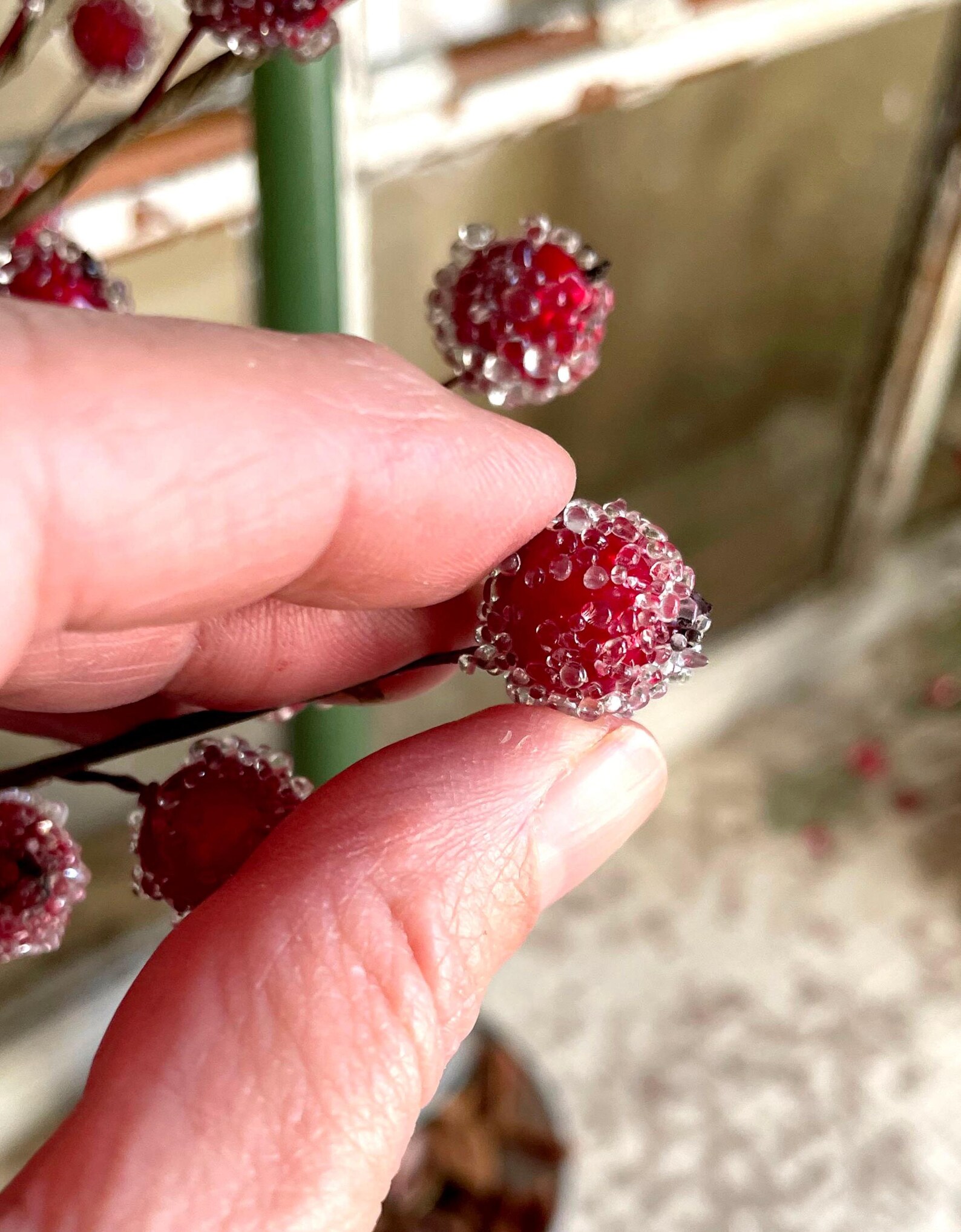 Red Berry Sprays for Christmas Decorating, Iced Berries for Rustic ...
