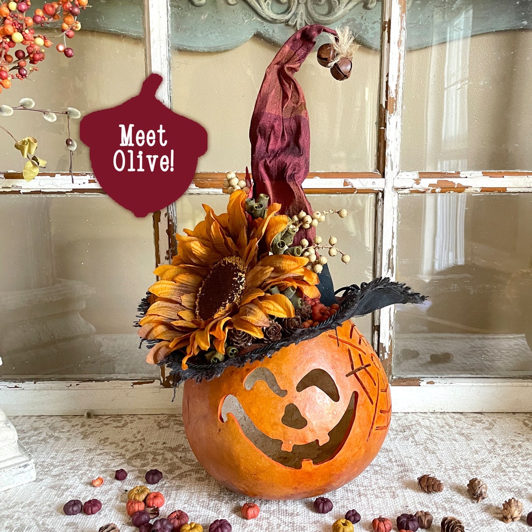 Halloween Pumpkin Decoration, Fall Gourd, Witch Decoration, Primative ...