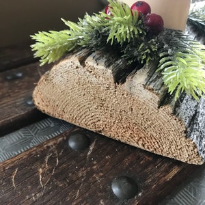 Yule Log Candle Riserrustic Table Centerpiecechristmas Decoration - Etsy