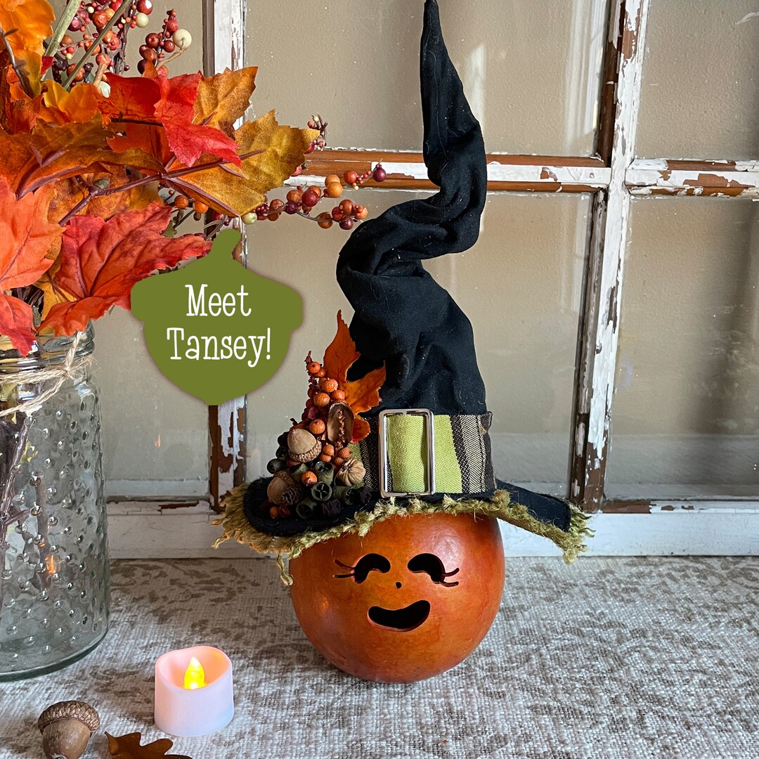 Fall Gourd, Halloween Pumpkin Decoration, Witch Decoration, Primative ...