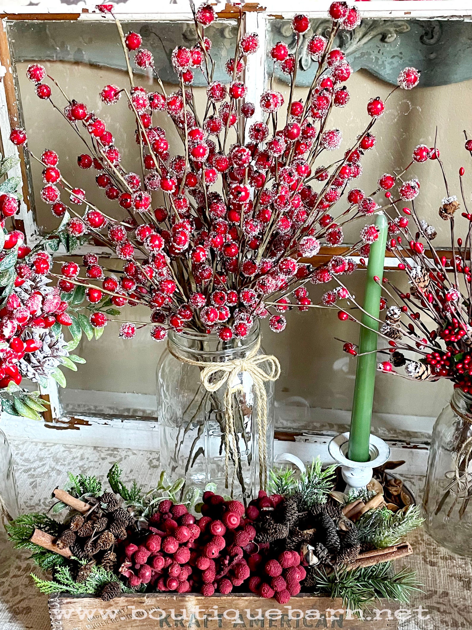 Red Berry Sprays for Christmas Decorating Iced Berries for - Etsy
