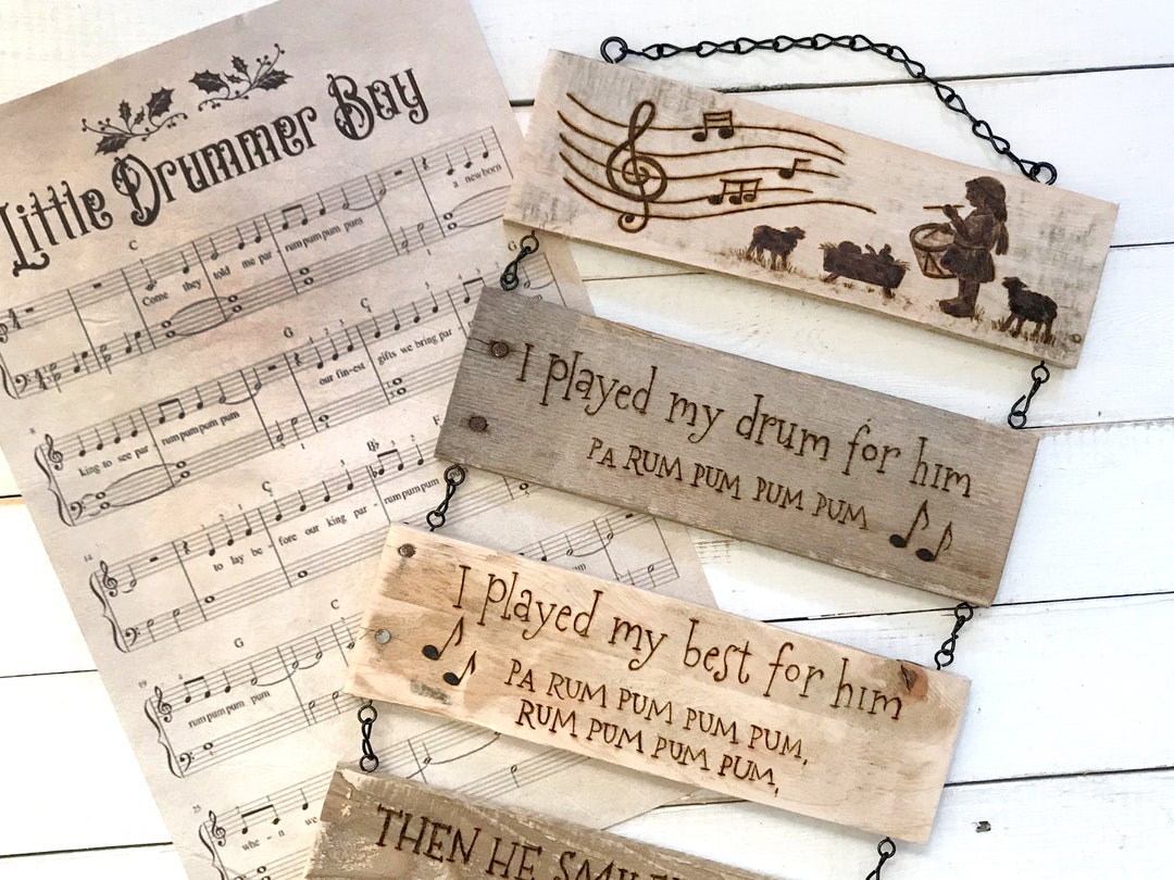 Handmade Little Drummer Boy Decor, Rustic Christmas Song Wall Hanging ...