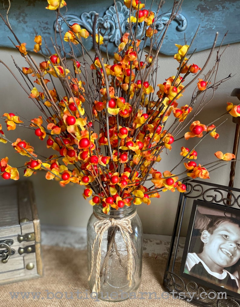 Artificial Bittersweet Branch Fall Foliage Spray Decorative - Etsy