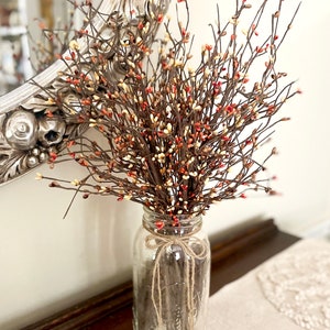 Fall Berry Stems for Vase, Pip Berry Branch Decor, Rustic Buffet ...