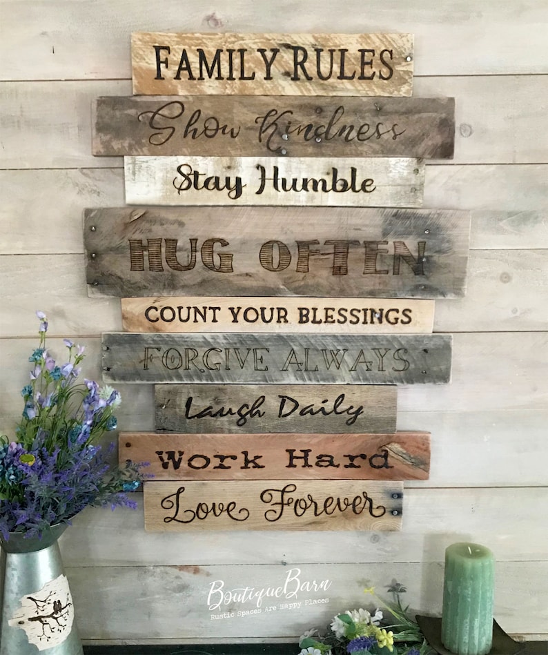 Handmade Family Rules Wood Wall Décor Large Statement Piece - Etsy