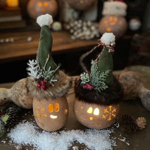 Christmas Elf Decoration With Candle, Unique Christmas Elf Gourd, Table ...