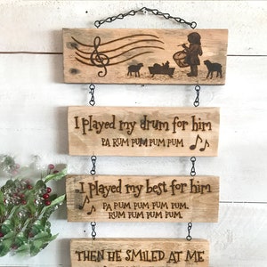 Handmade Little Drummer Boy Decor, Rustic Christmas Song Wall Hanging ...