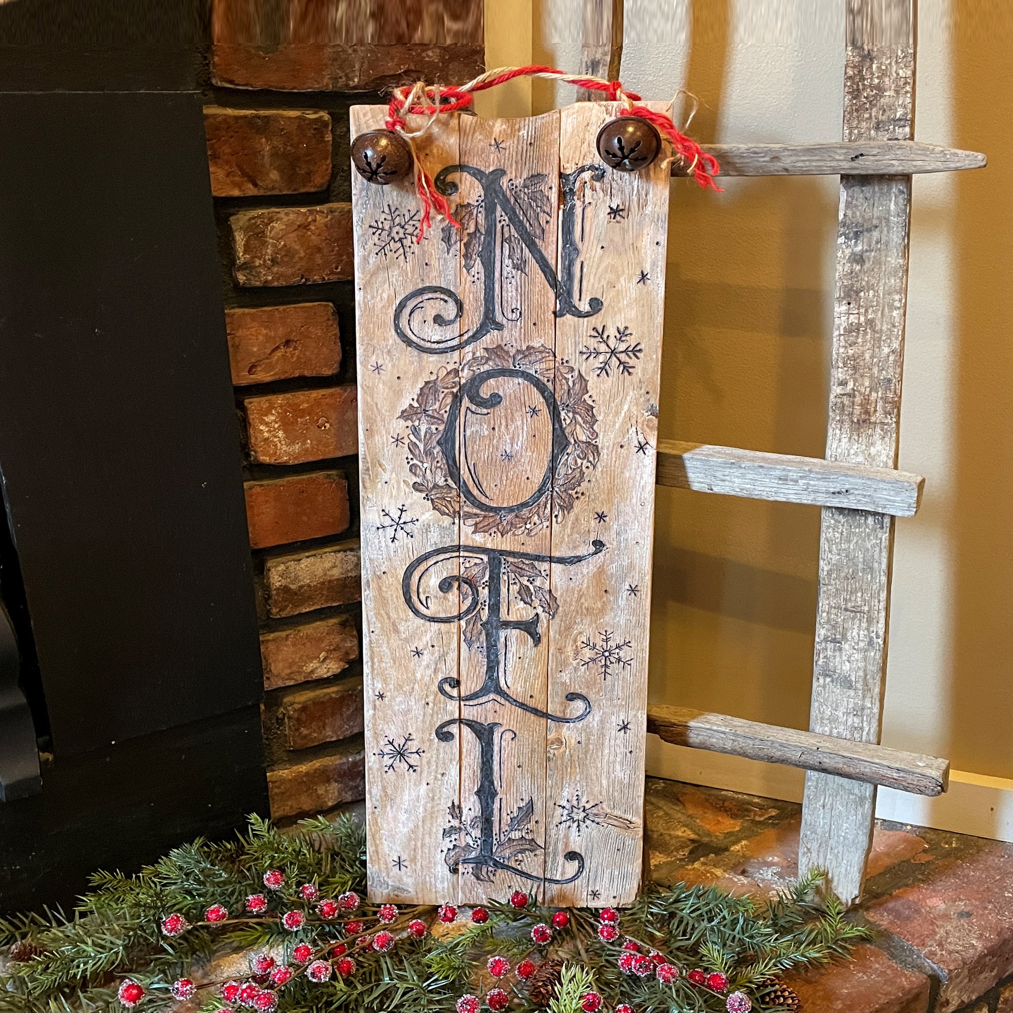 Rustic Noel Christmas Sign, Handmade Reclaimed Wood Holiday Decor ...