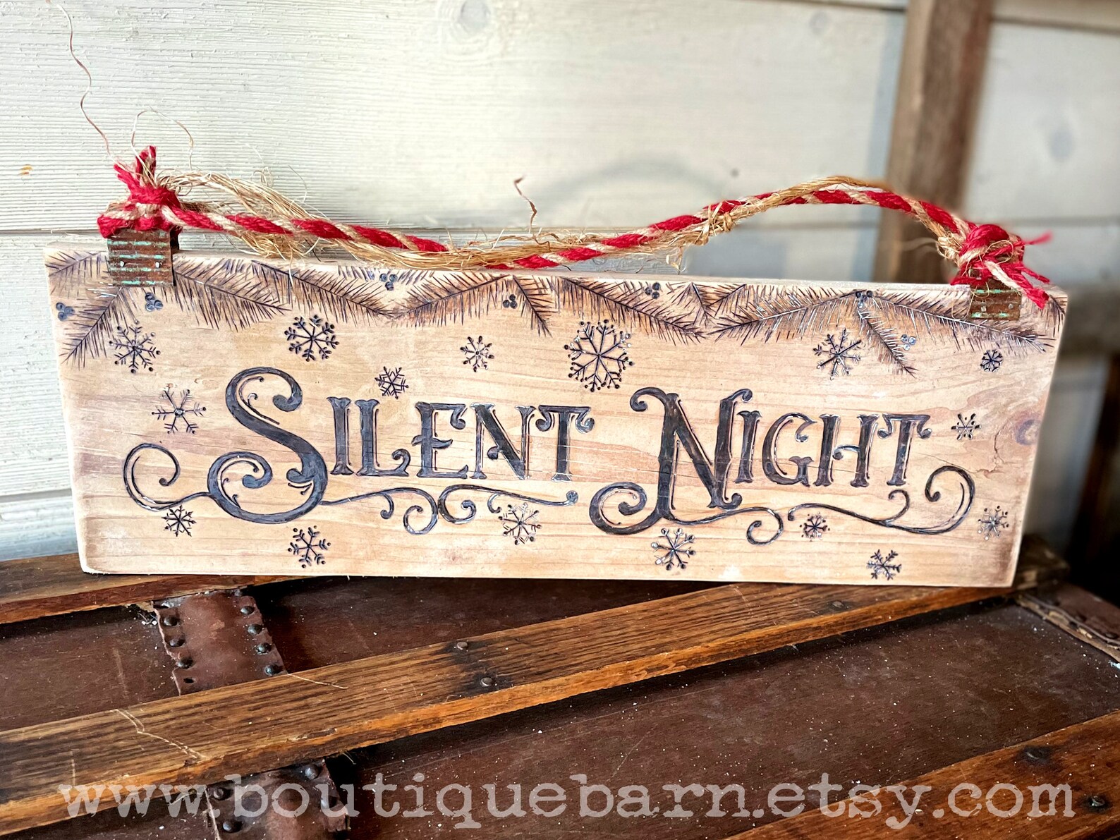 Silent Night Christmas Sign Old Time Rustic Christmas Decor - Etsy