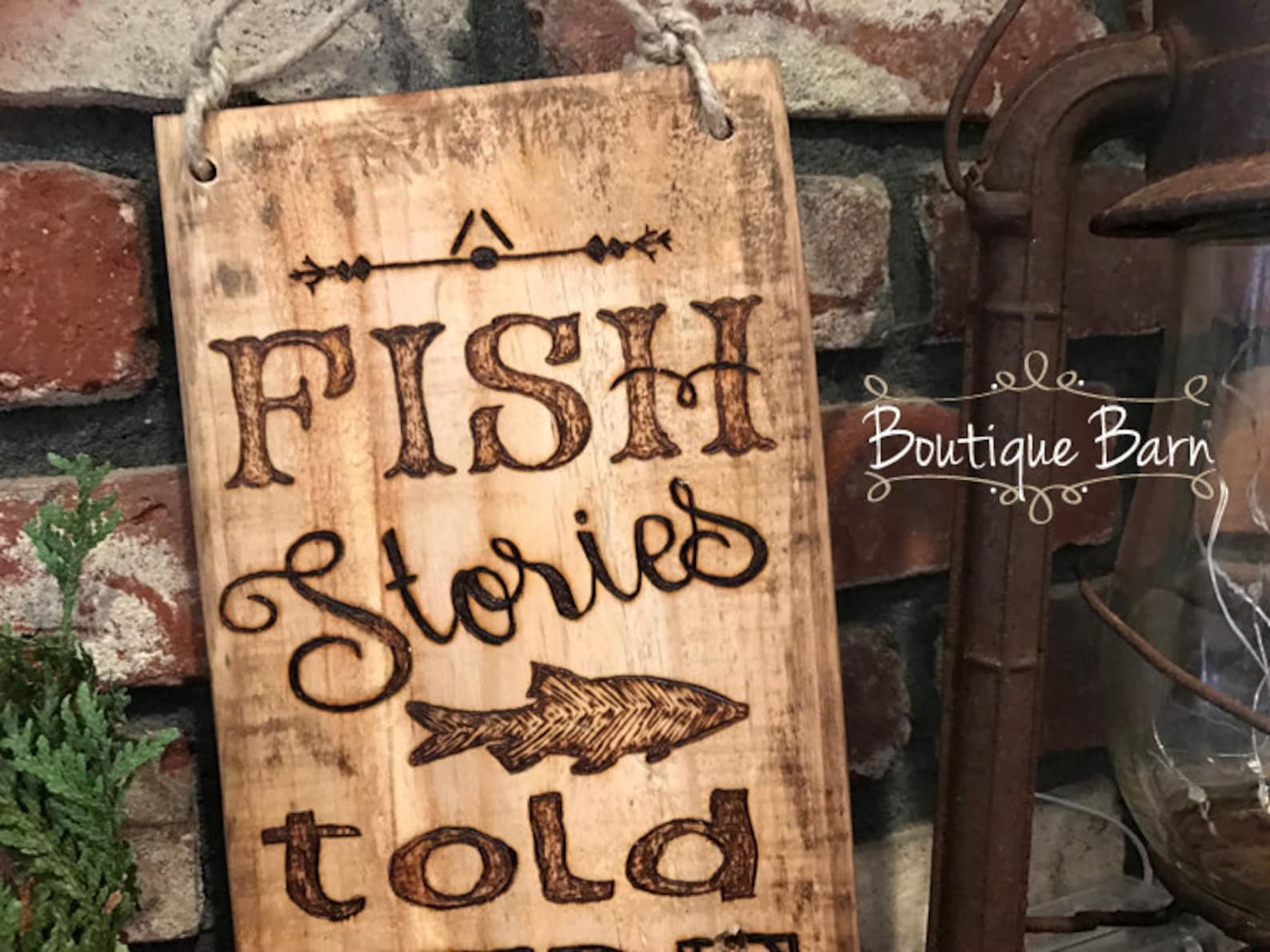 Handmade Wood Fishing Sign With the Words Fish Stories Told - Etsy