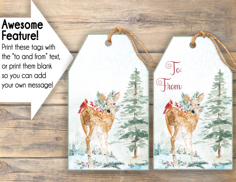 Printable Christmas Gift Tags With Woodland Animal Theme, DIY Favor ...