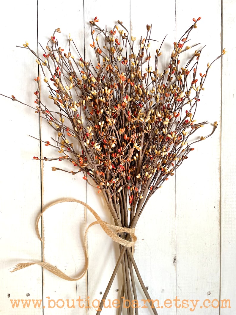 Fall Berry Stems for Vase, Pip Berry Branch Decor, Rustic Buffet ...