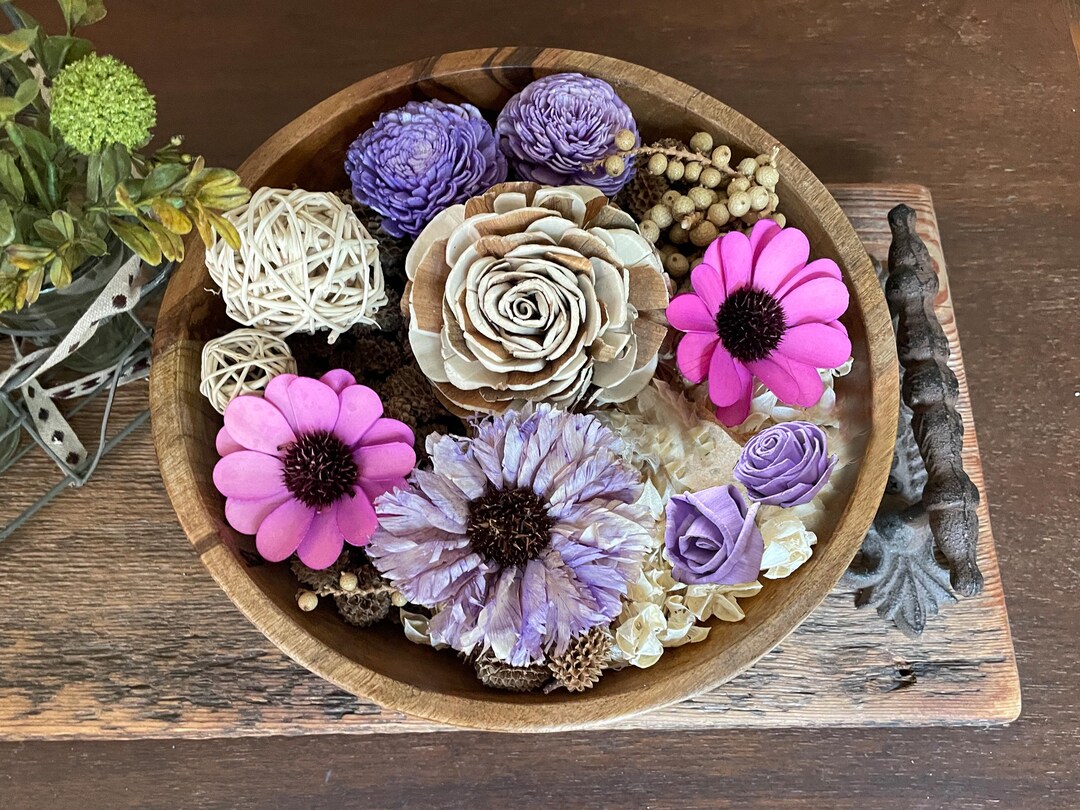 Bowl Filler, Natural Dried Botanicals, Dough Bowl Filler, Purple Sola ...