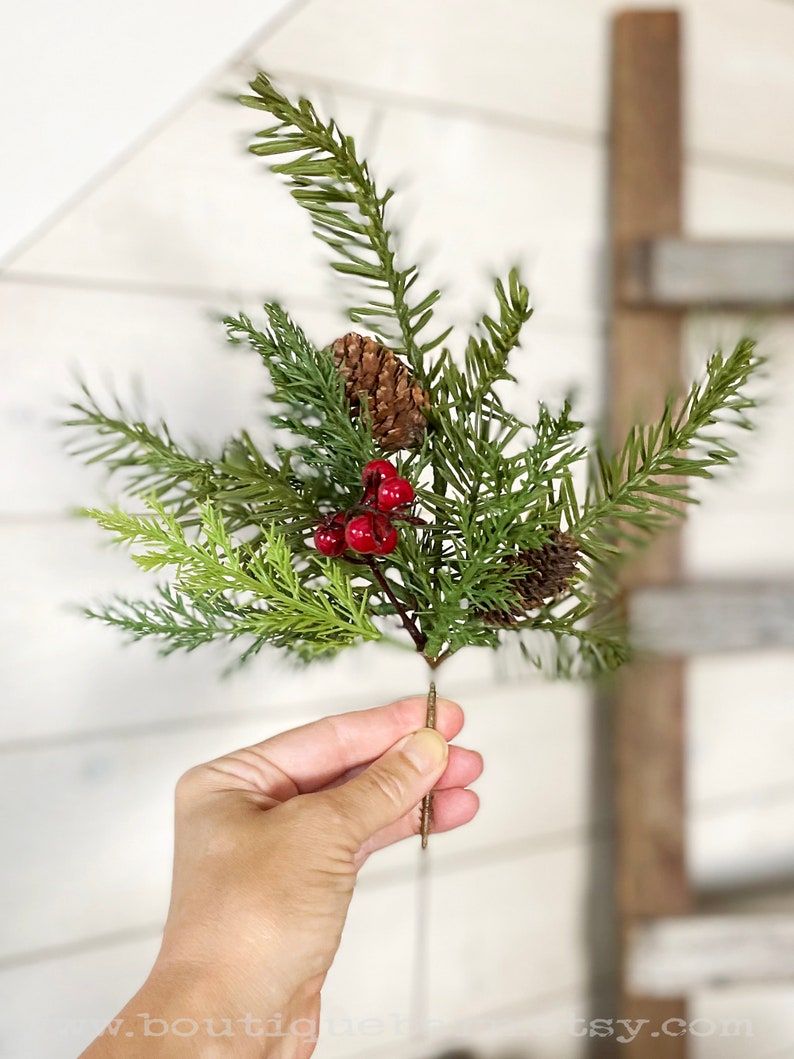 Artificial Pine Fir and Berry Spraychristmas Greeneryvase - Etsy