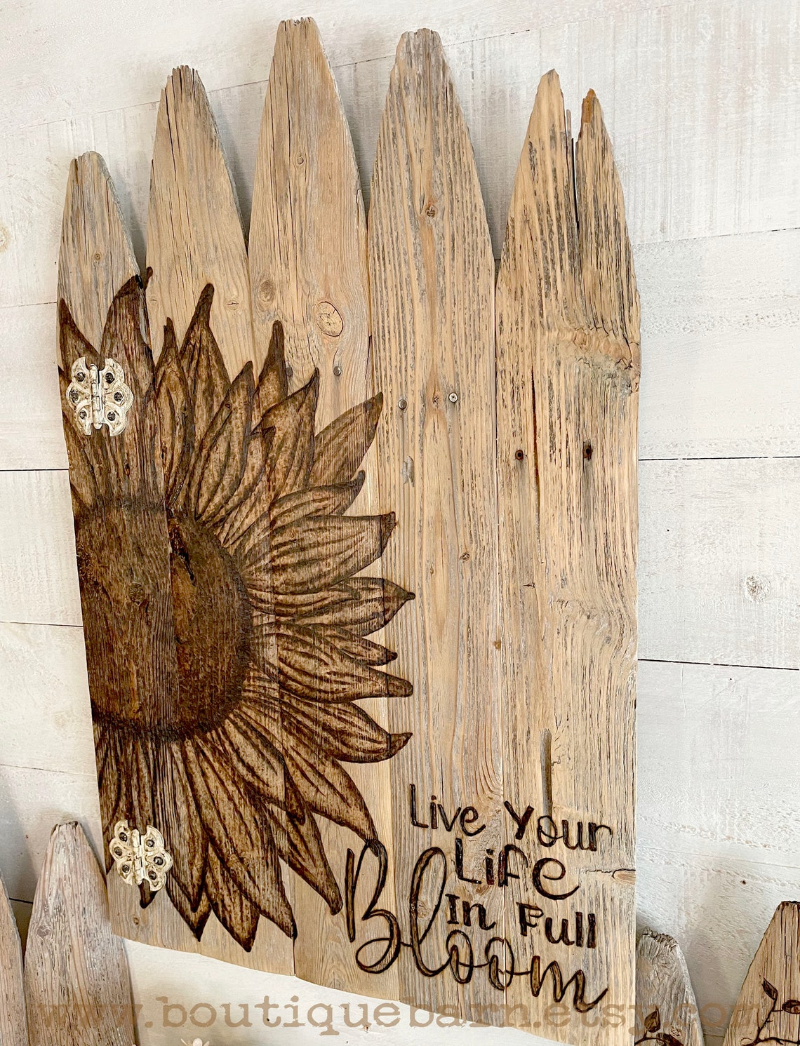 Sunflower Wood Sign Live Life in Full Bloom Fence Decor - Etsy