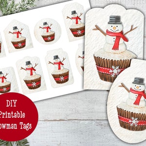 Christmas Gift Tags, Snowman Printable, Hot Cocoa Tag, Winter Ephemera ...