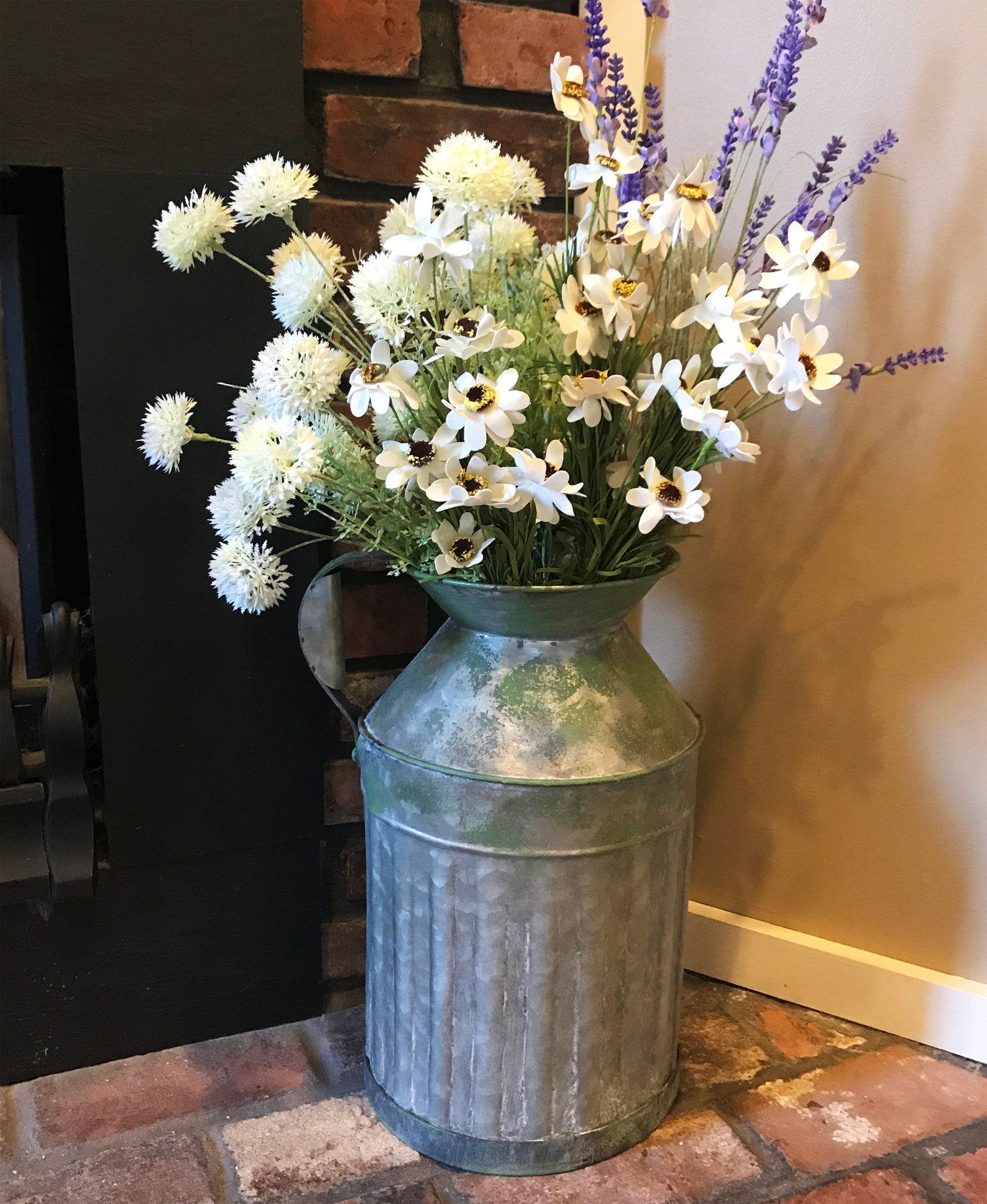 Galvanized Tin Milk Can Vase Rustic Centerpiece Flower | Etsy