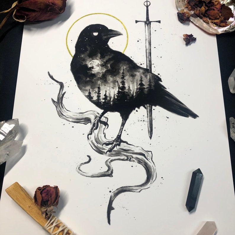 The Morrigan / Battle Crow - Art Print - Etsy
