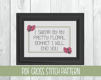 Pretty Floral Bonnet Firefly Cross Stitch Pattern - Etsy
