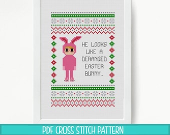 DIY Pink Nightmare A Christmas Story Ralphie Bunny Suit Cross Stitch ...