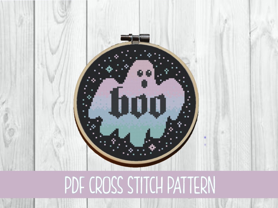 Pastel Ghost Boo Cross Stitch Pattern | Kawaii Cross Stitch | Cute ...