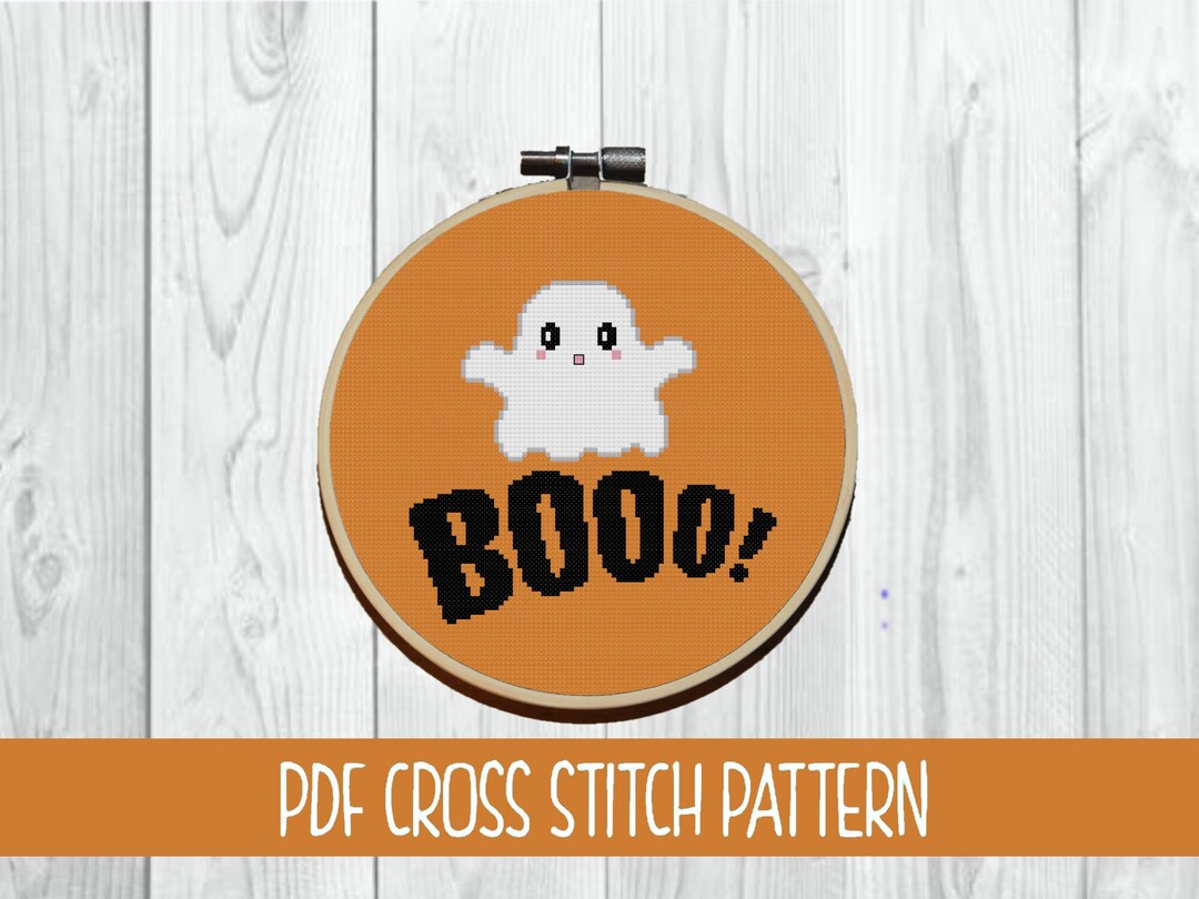 Ghost Boo Cross Stitch Pattern Kawaii Cross Stitch Cute - Etsy