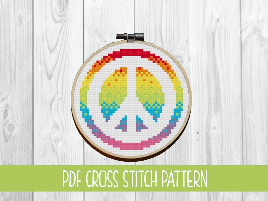 Rainbow Peace Sign Cross Stitch Pattern - Etsy