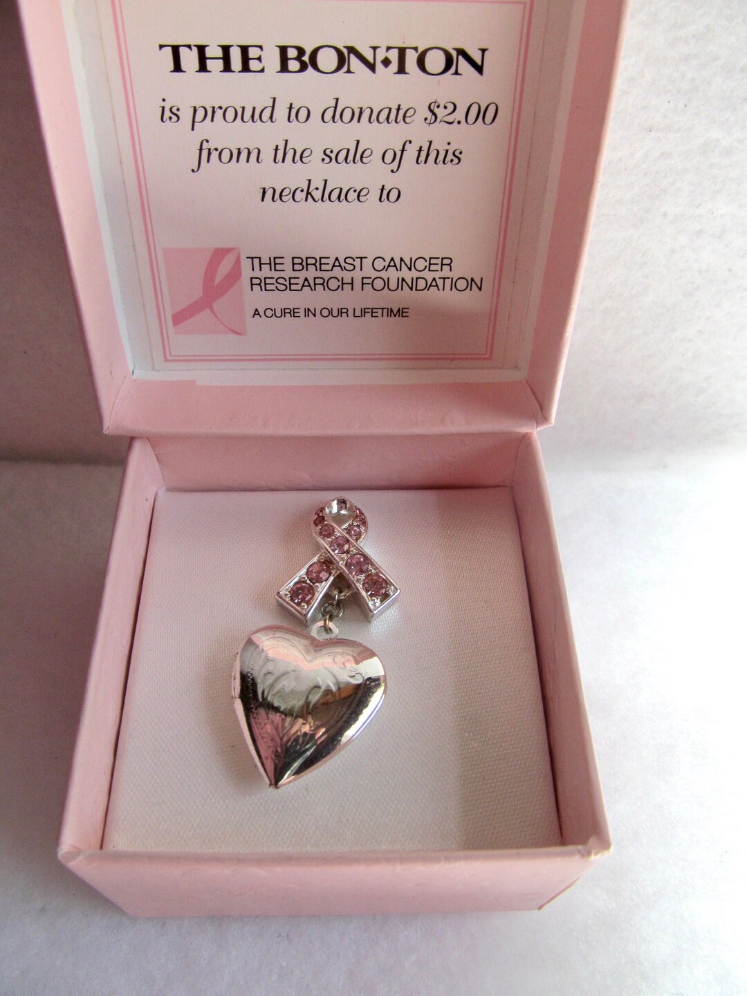 Breast Cancer Research HEART LOCKET Lapel Pin 85-8 - Etsy