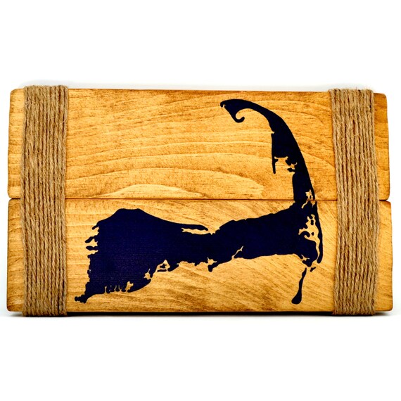 Cape Cod Sign With Decorative Rope Cape Cod Silhouette Wall | Etsy