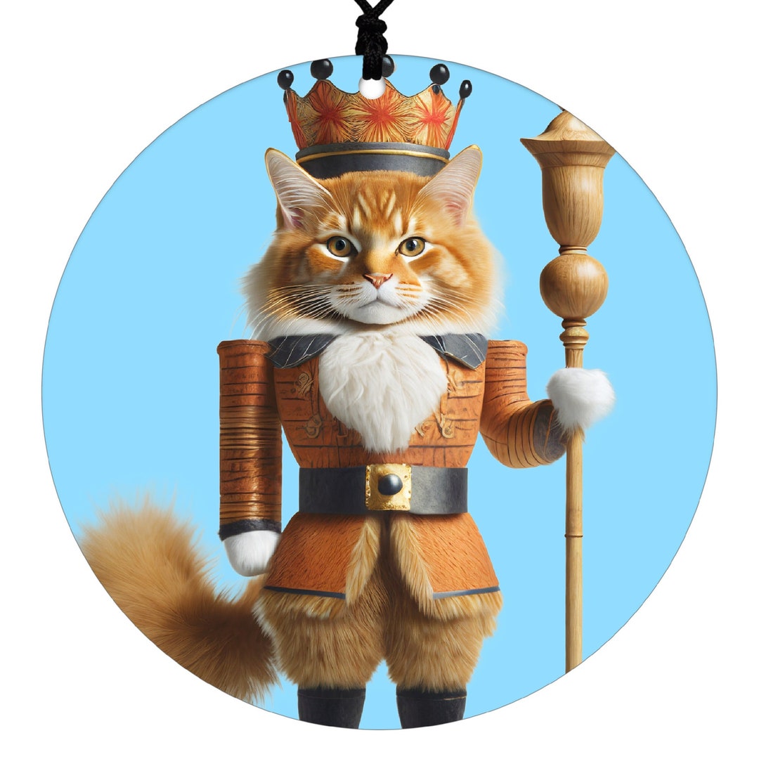 Cat Christmas Ornament Featuring Embossed Nutcracker Themed Graphic ...