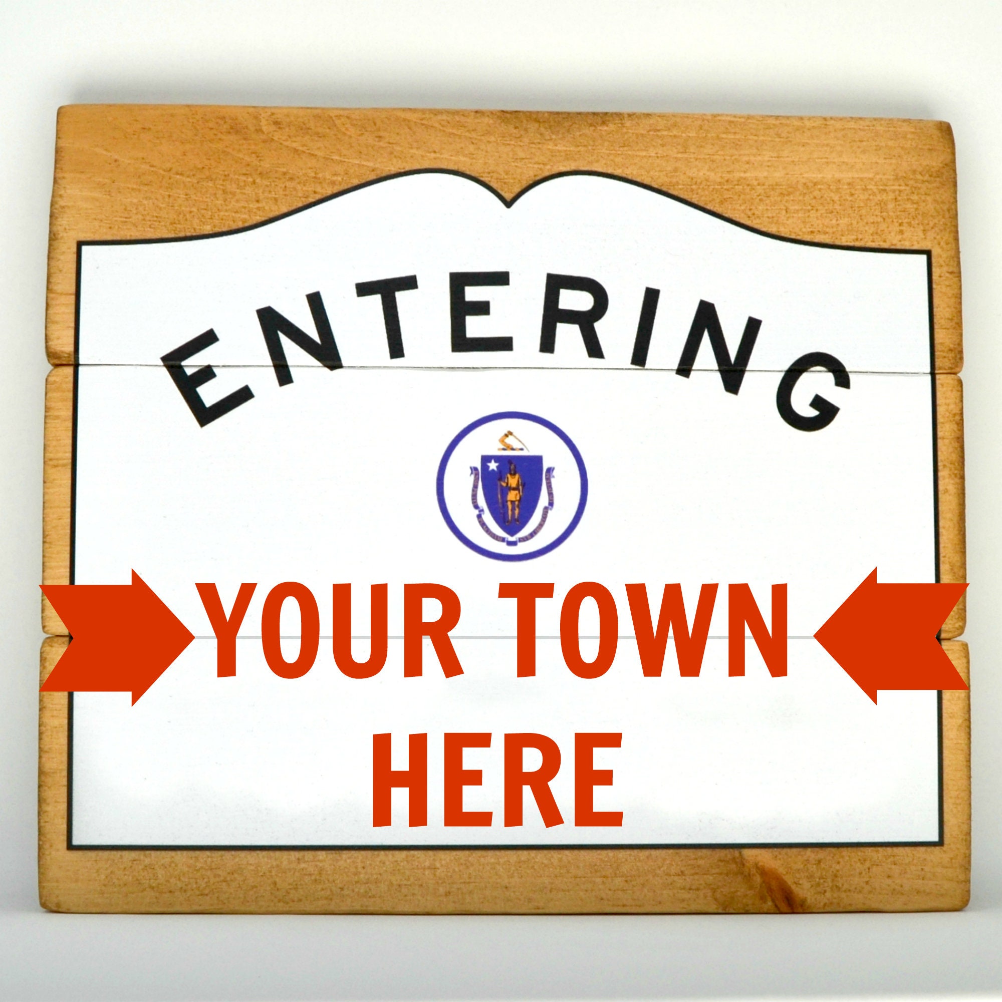 Custom Massachusetts Entering Sign Wall Hanging Personalized Mass Wood ...